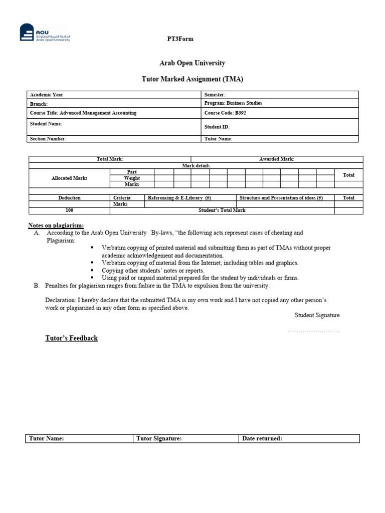 PT3 Form for TMA Submission | PDF | Computing | Intellectual Works