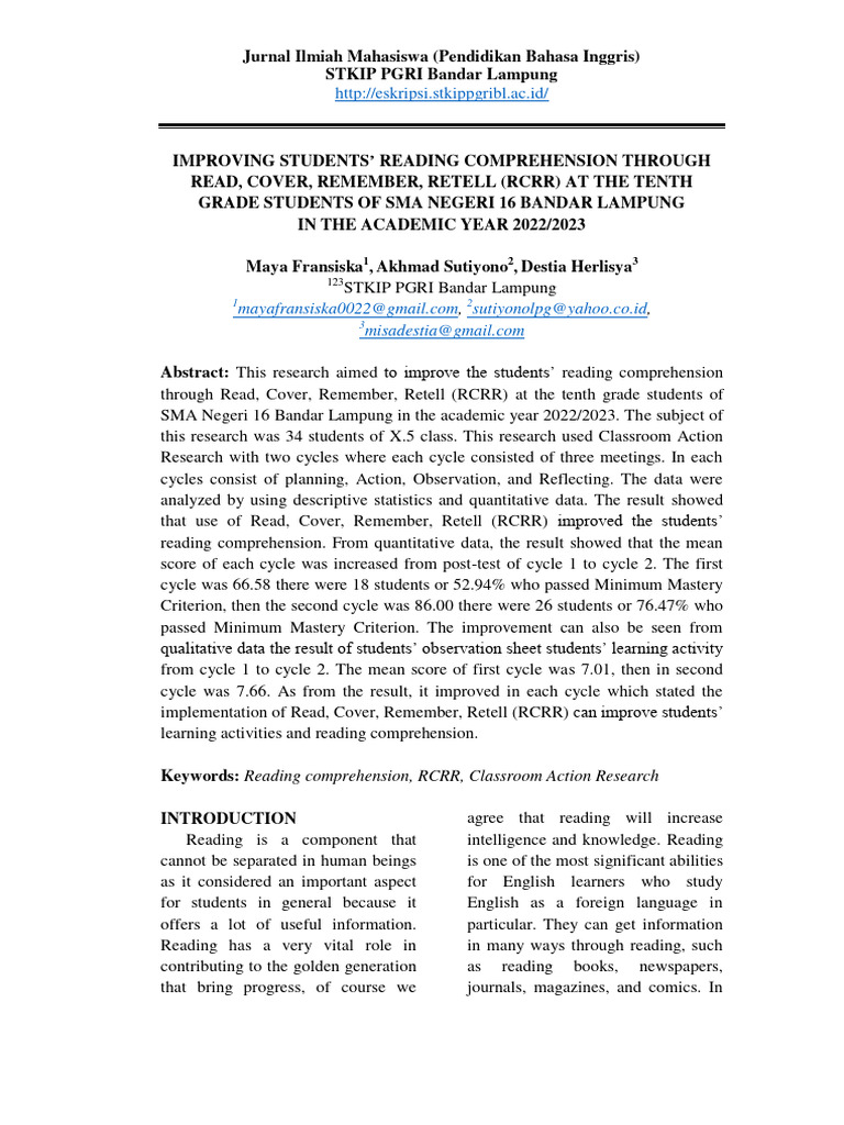 Jurnal Maya | PDF | Reading Comprehension | Cognitive Science