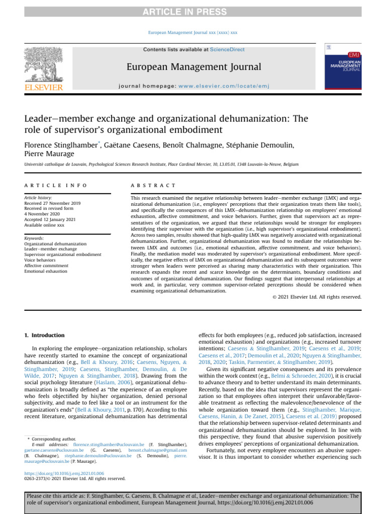 Stinglhamber 2021 | PDF | Psychology | Behavioural Sciences