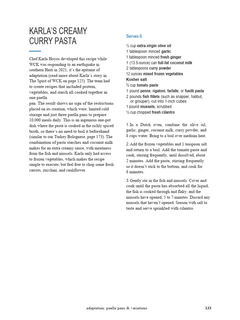 Karla's Creamy Curry Pasta Recipe | PDF | Pasta | Curry