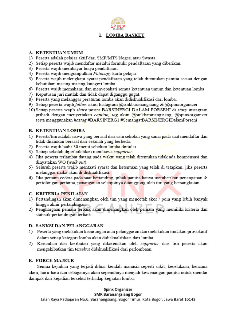 Juknis Lomba Basket 1 | PDF