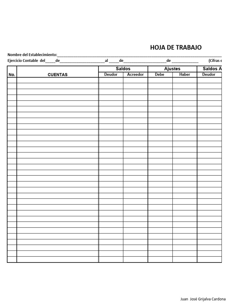 Formato Hoja de Trabajo 12 Columnas | PDF