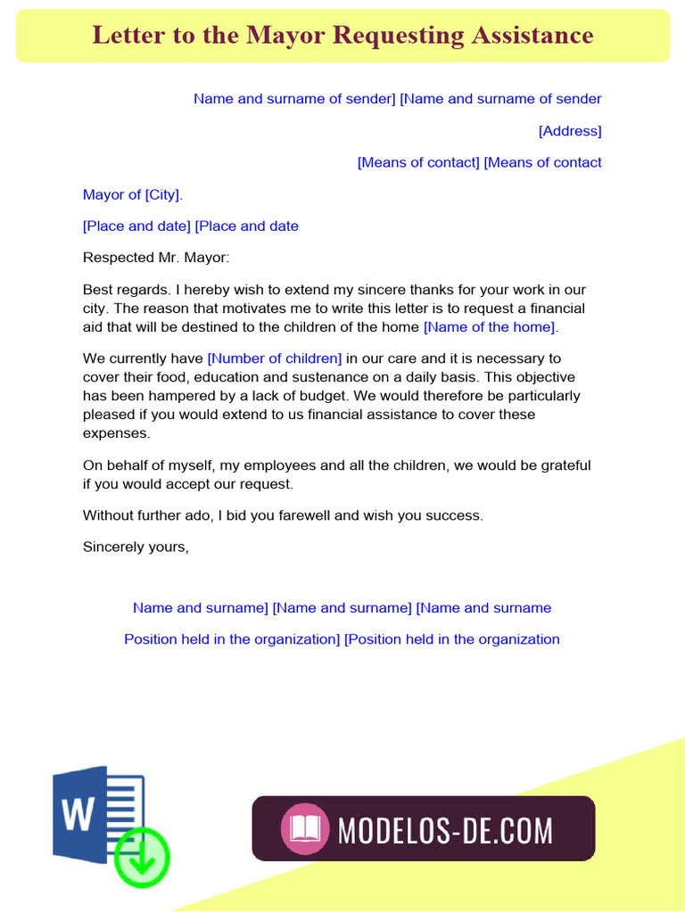 Sample Letter Addressed To The Mayor To Request Help | PDF