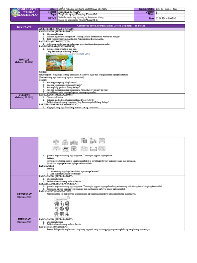 KINDER WLP Q3 Week3 | PDF