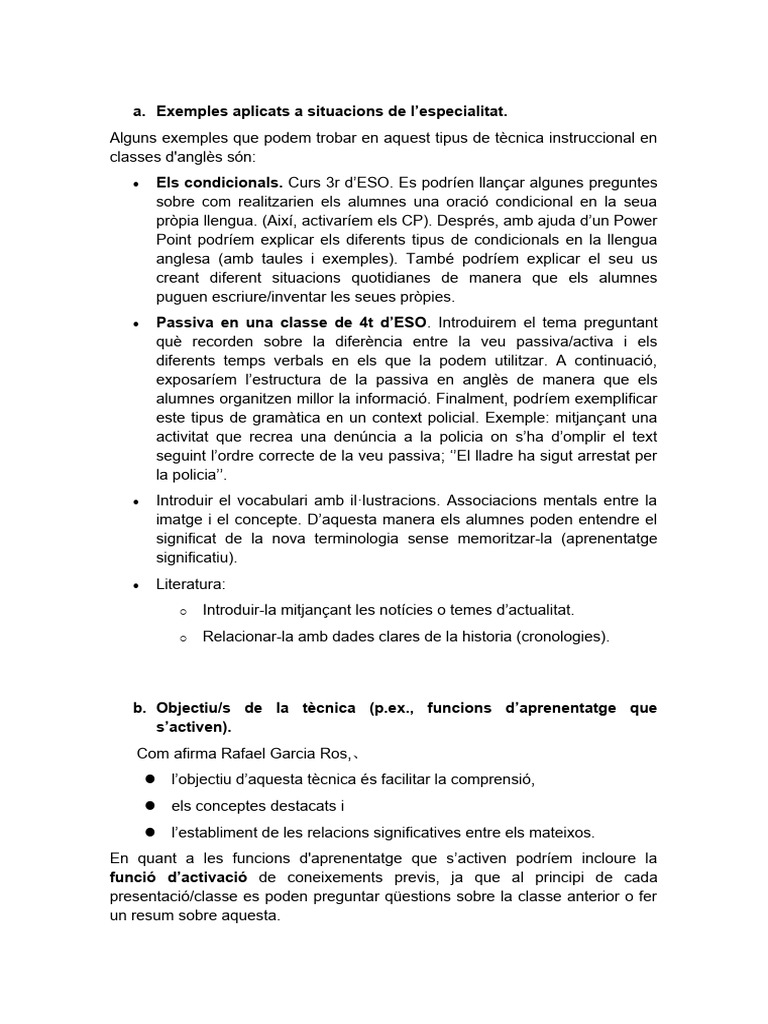 Exemples I Objectius - Tècniques | PDF