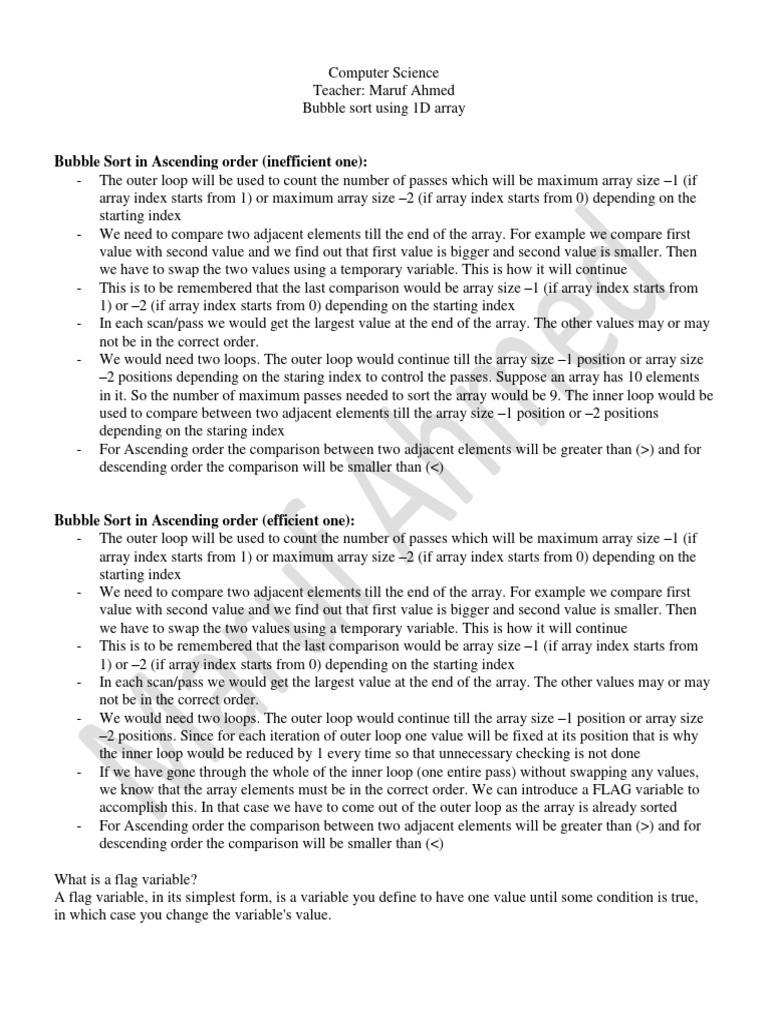 Bubble Sort Pdf Computer Programming Algorithms And Data Structures