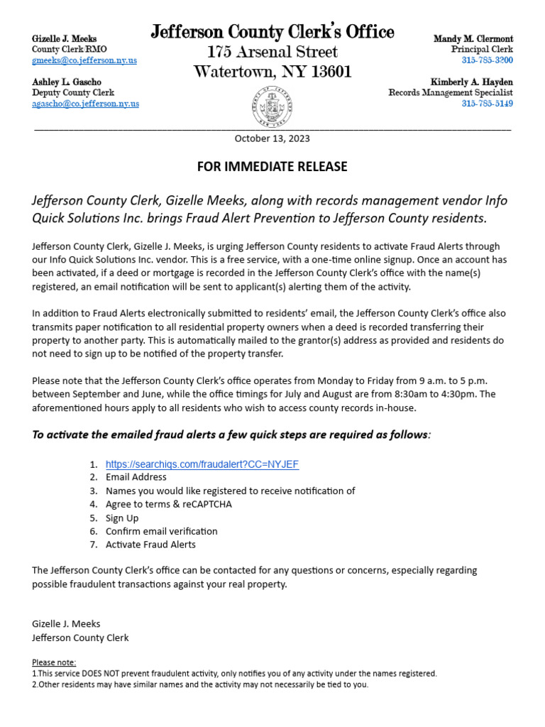 Jefferson County Fraud Alert Service | PDF | Deed | Natural Resources Law