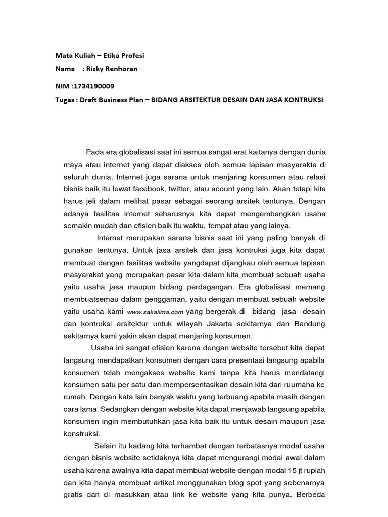 37 - Tugas Bisnis Plan | PDF