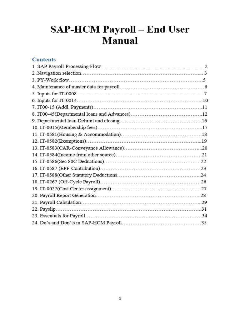 4.SAP HCM Payroll - End User Manual | PDF | Payroll | Payroll Tax