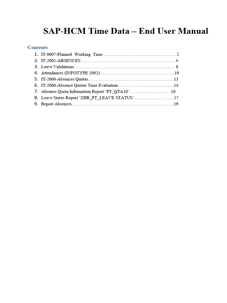 3.SAP-HCM Time Data - Enduser - Manua | PDF