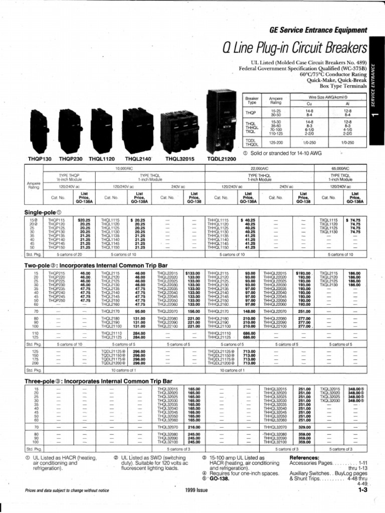 TC-Hoja Tecnica GE THQL Circuit Breakers - TC | PDF