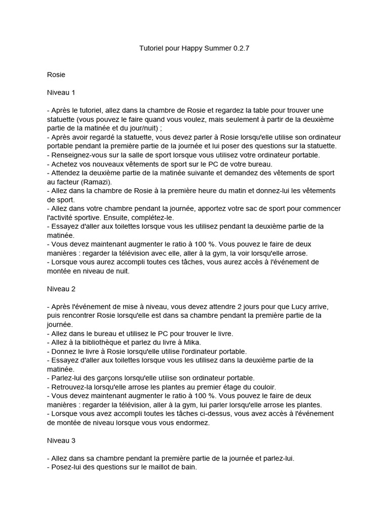 Guide du jeu Happy Summer 0.2.7 | PDF