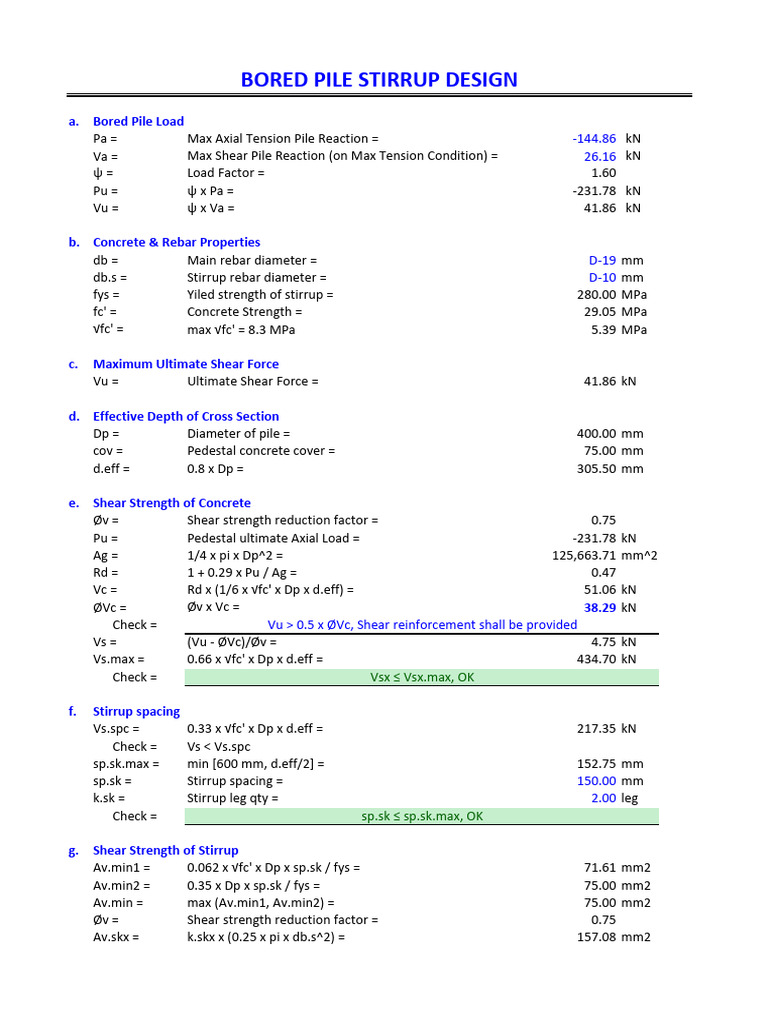 Bored Pile Stirrup Design | PDF | Building Materials | Reinforced Concrete