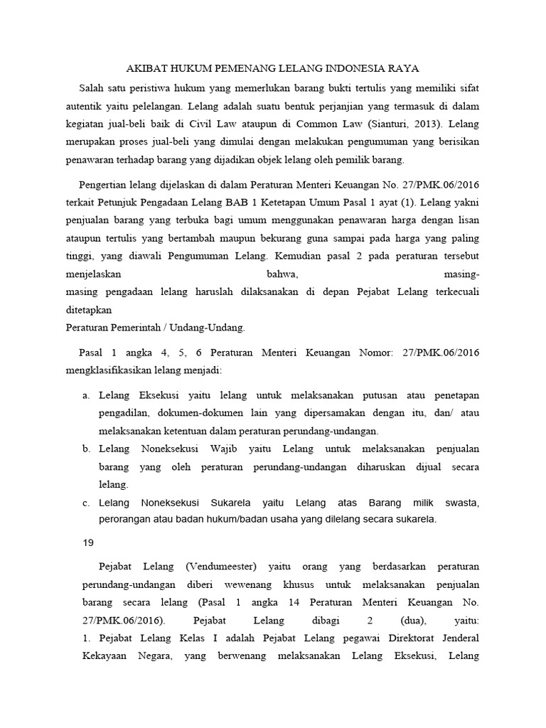 Akibat Hukum Lelang | PDF