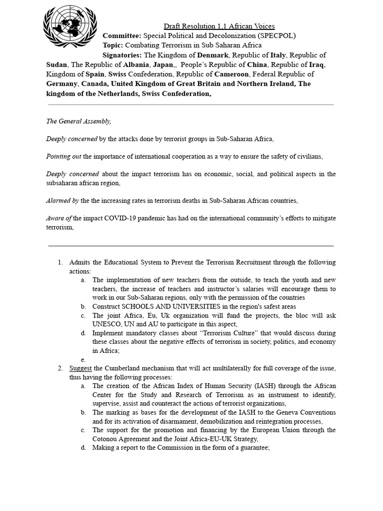 Draft Resolution 1,1 African Voices | PDF