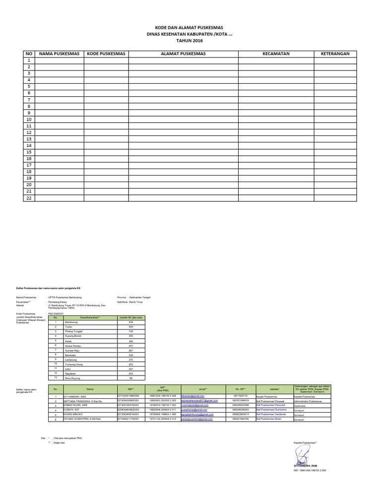 Form Registrasi Pis PK Bambulung | PDF