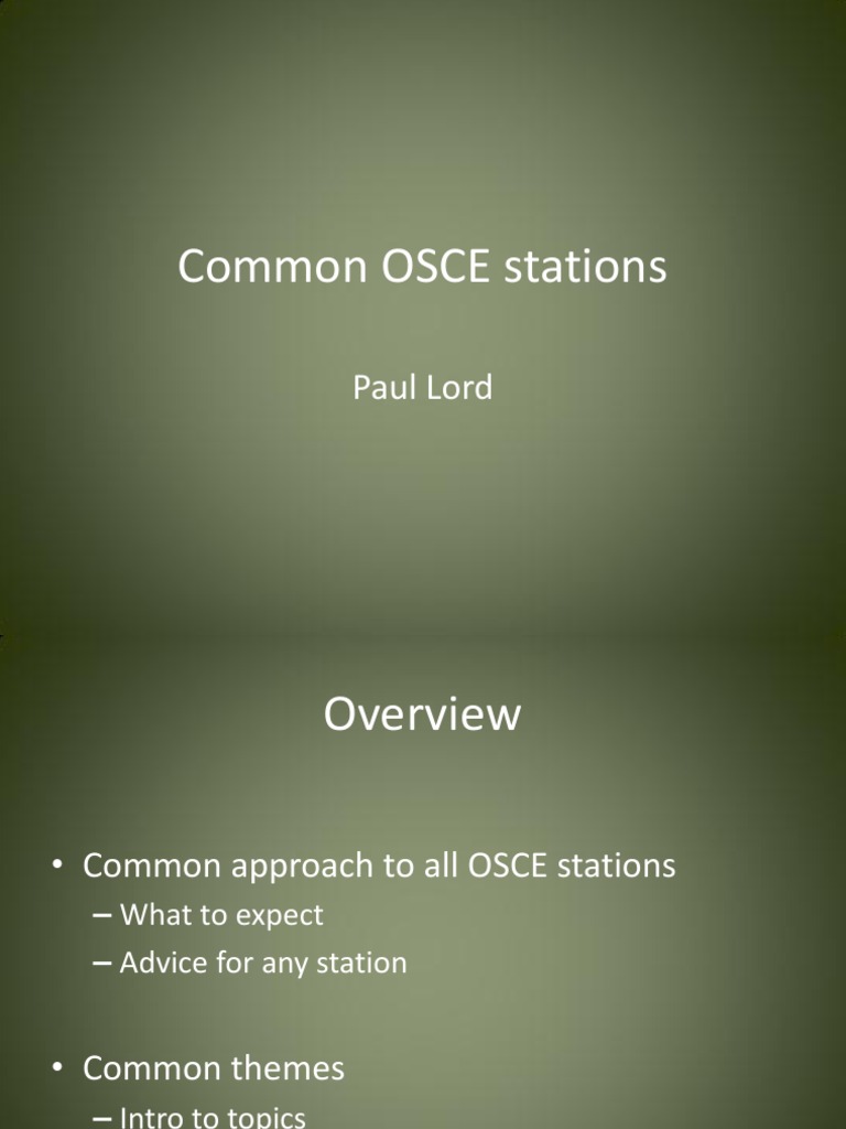 Common OSCE Stations: Paul Lord | PDF | Chronic Condition | Coronary ...