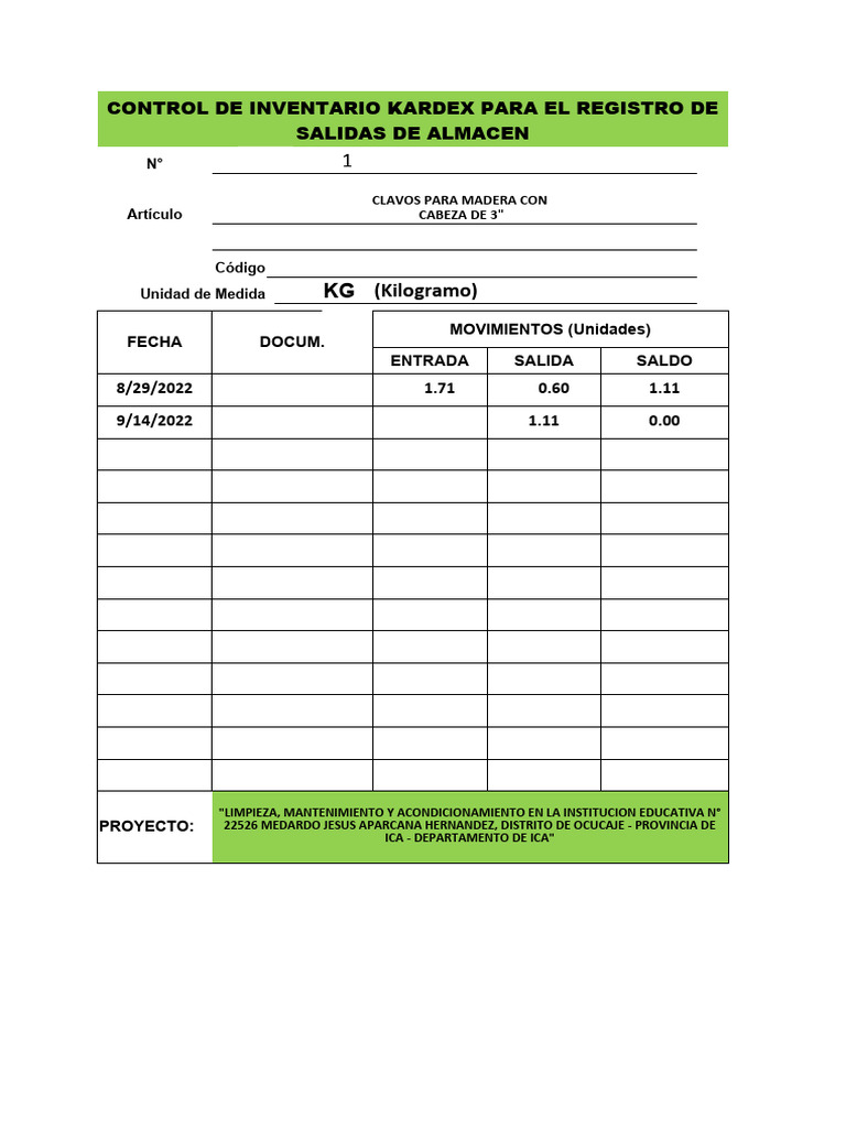 2.0 CONTROL DE MATERIALES KARDEX OK | PDF | Observación | Método científico