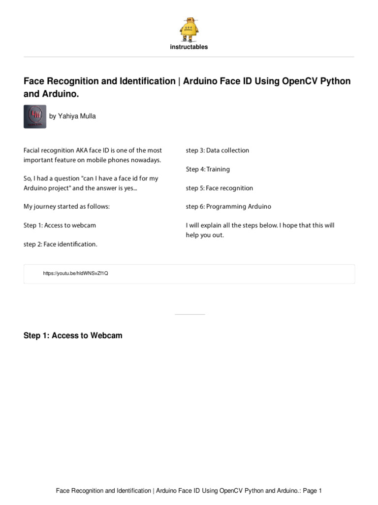 Face Recognition And Identification Arduino Face I Pdf