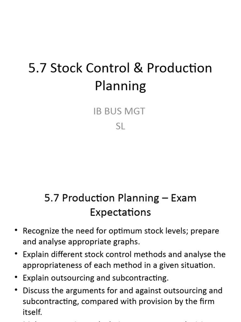 5.7 Stock Control & Production Planning | PDF | Finance & Money ...