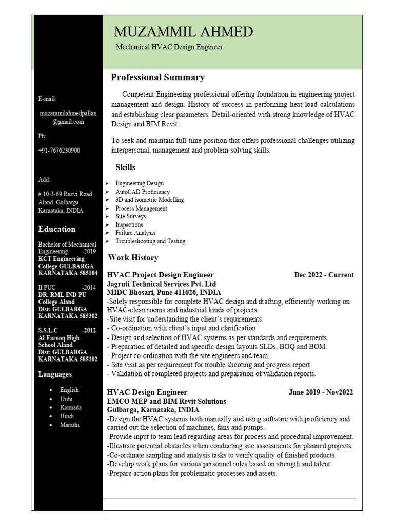 Muzammil Ahmed-Mech-Engineer | Download Free PDF | Autodesk Revit | Building Information Modeling