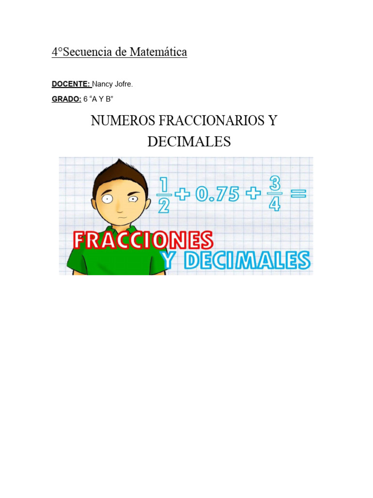 Secuencia 4 de Decimales y Fracciones 6 Sexto Grado 2023 | PDF ...