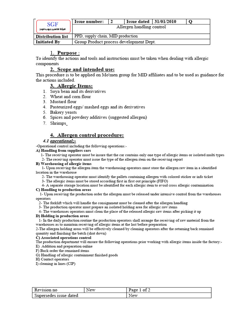 Allergen | PDF | Warehouse | Allergy
