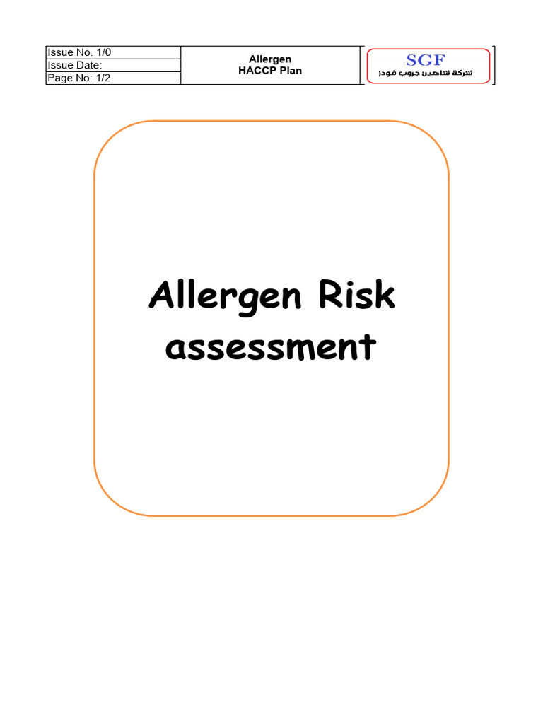 HACCP Plan Allergen | PDF | Allergy | Hazard Analysis And Critical ...