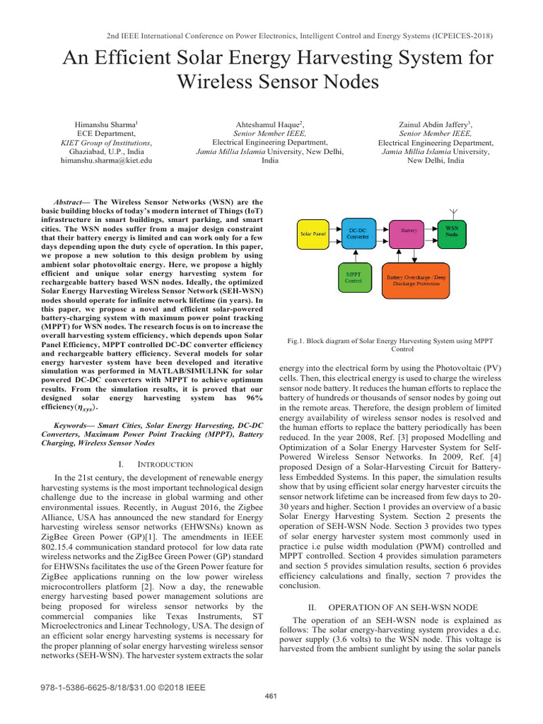 An Efficient Solar Energy Harvesting System For Wireless Sensor Nodes
