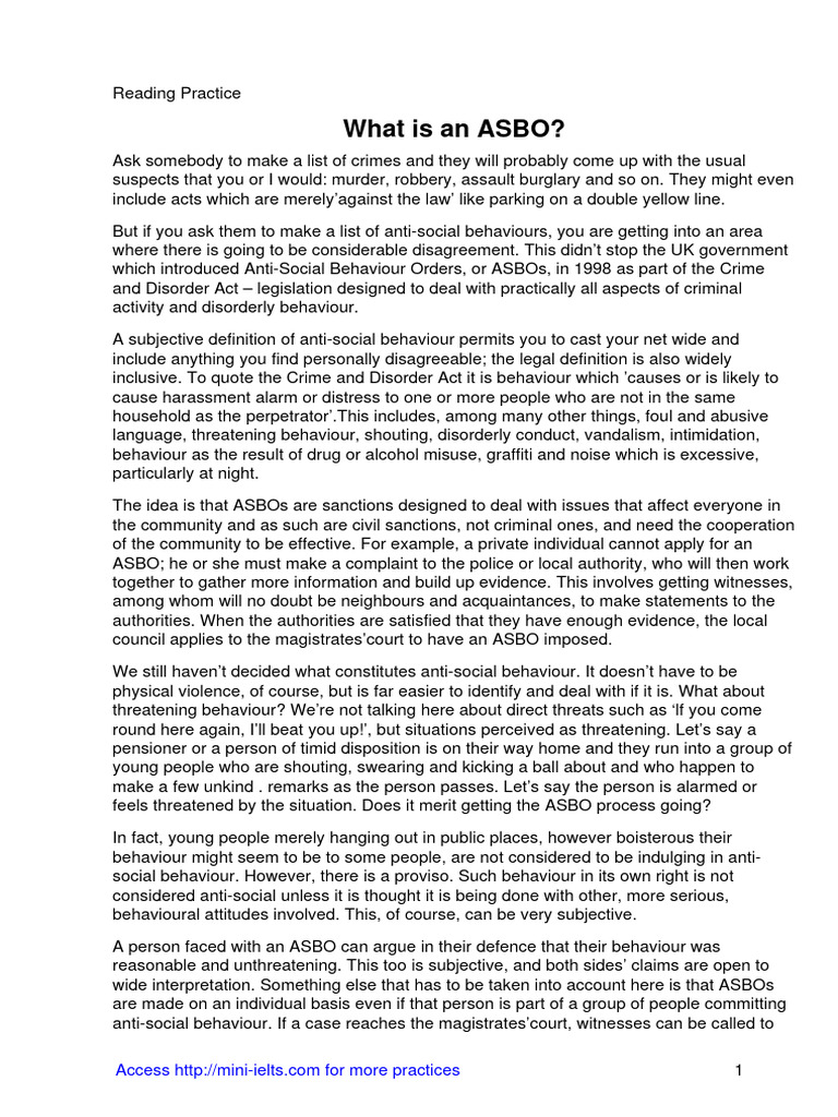What Is An Asbo | PDF | Anti Social Behaviour | Misconduct