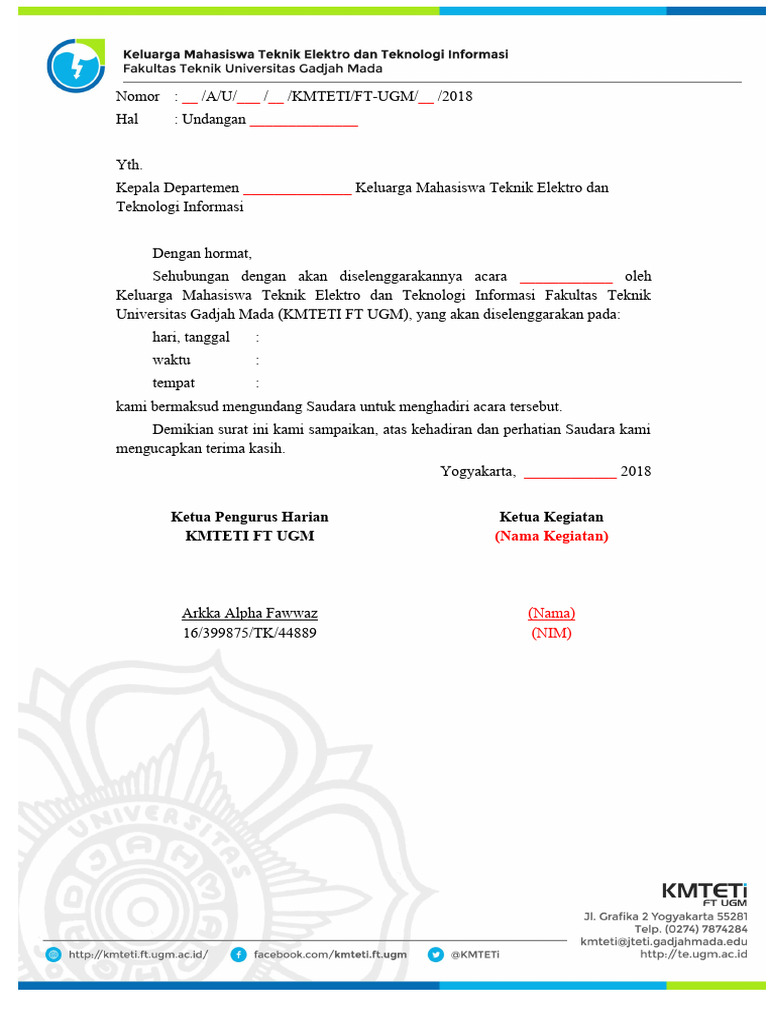 (TEMPLATE) Undangan Ketua Divisi Atau Biro | PDF