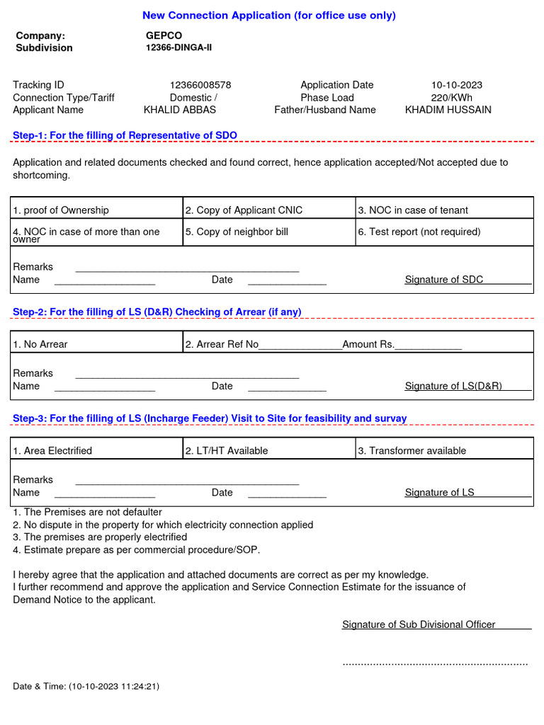 New Connection Application15 | PDF | Electrical Engineering | Electric ...