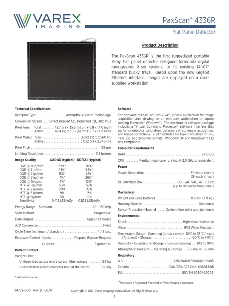 Paxscan® 4336R: Flat Panel Detector | PDF | Microsoft Windows | Application Software