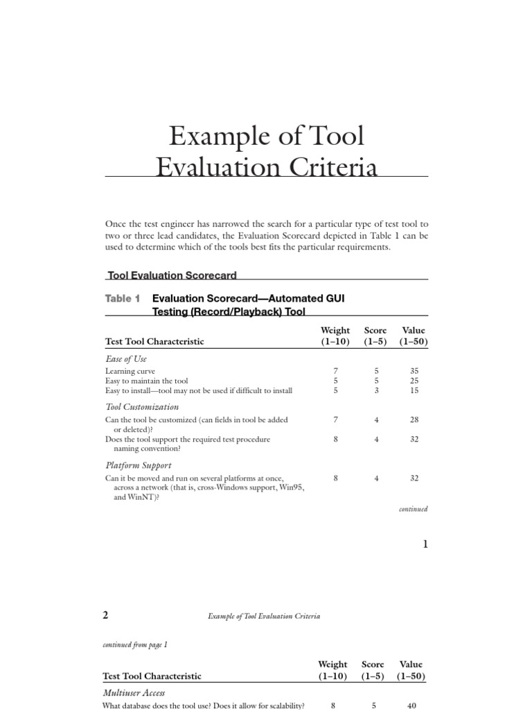 Tool Evaluation Template | PDF | Scripting Language | Databases