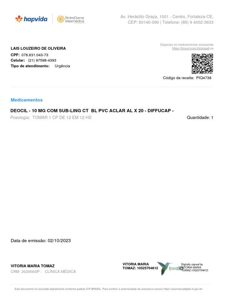 Medicamentos: Deocil - 10 MG Com Sub-Ling CT BL PVC Aclar Al X 20 ...