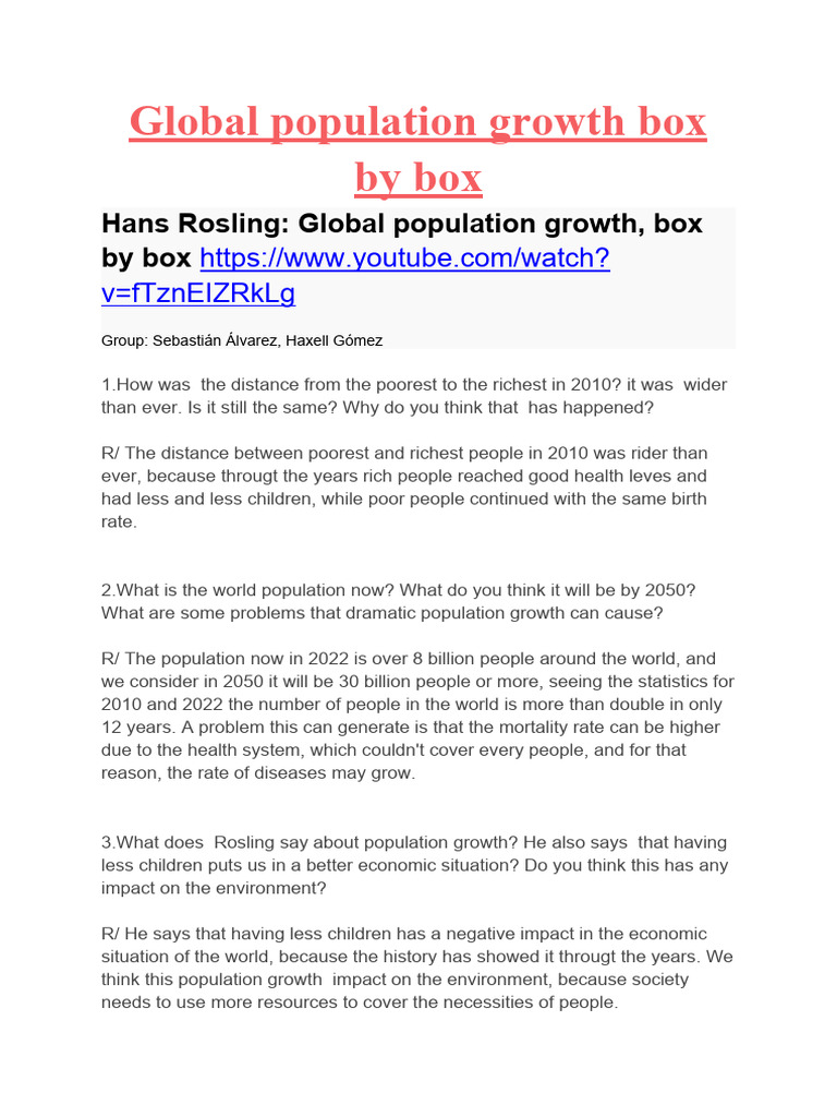Global Population Growth Box by Box - 1 | Download Free PDF ...