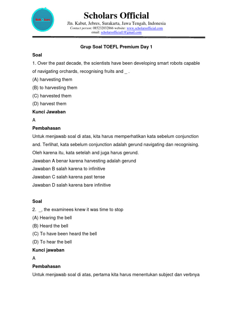 1_2 Grup Soal TOEFL Structure Day 01-merged (1) | PDF