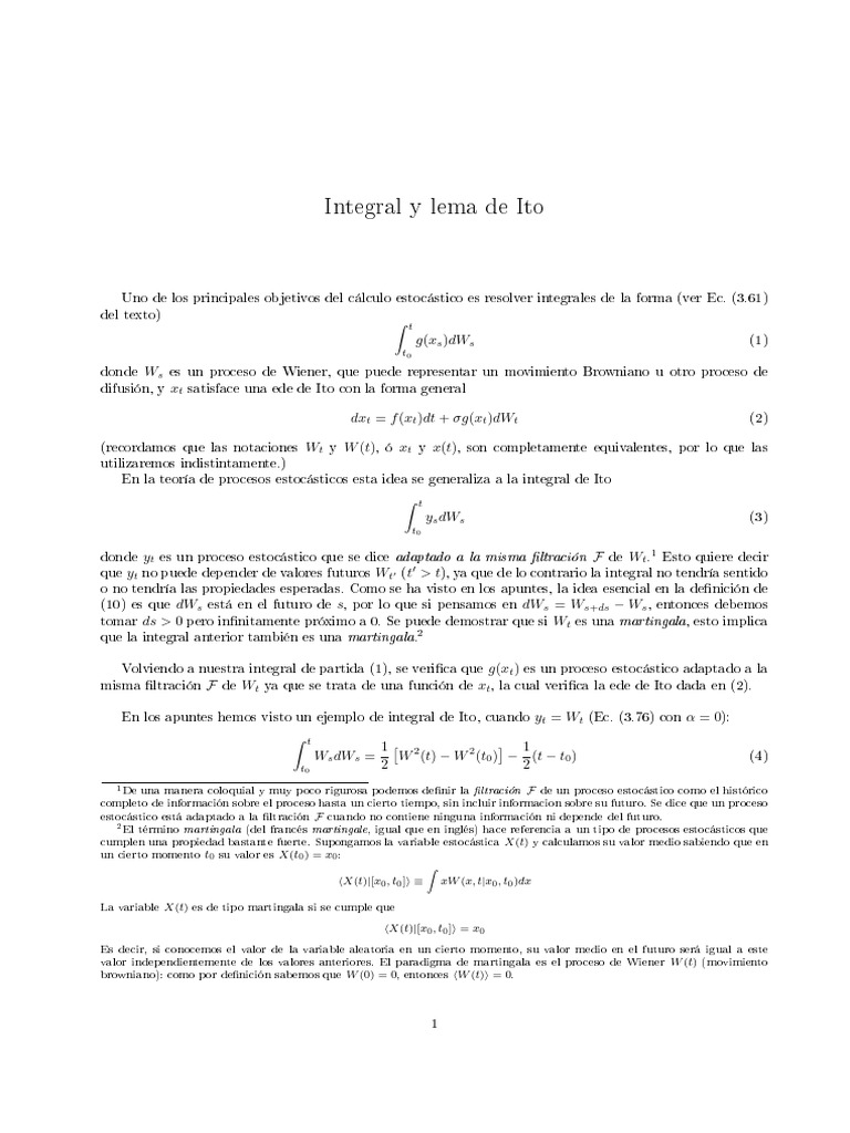 Comp. Integral de Ito | PDF | Integral | Proceso estocástico