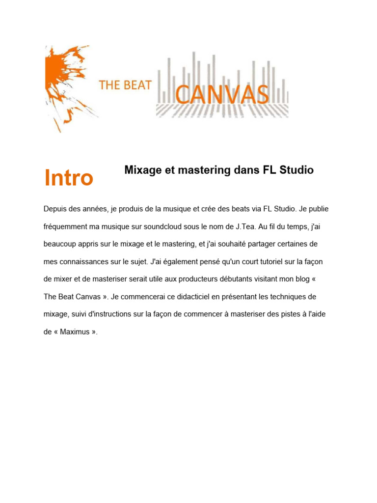 Tutoriel FL Studio Mix Et Mastering | PDF | Technologie sonore | Ingénierie audio