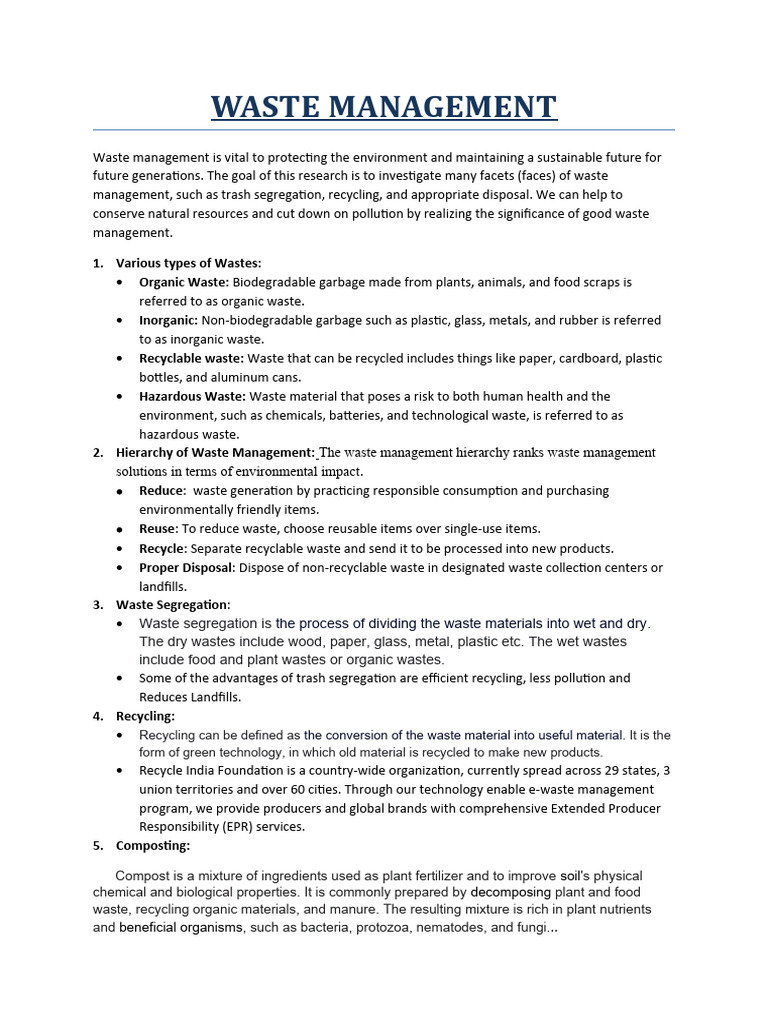 Waste Management | PDF | Waste | Waste Management