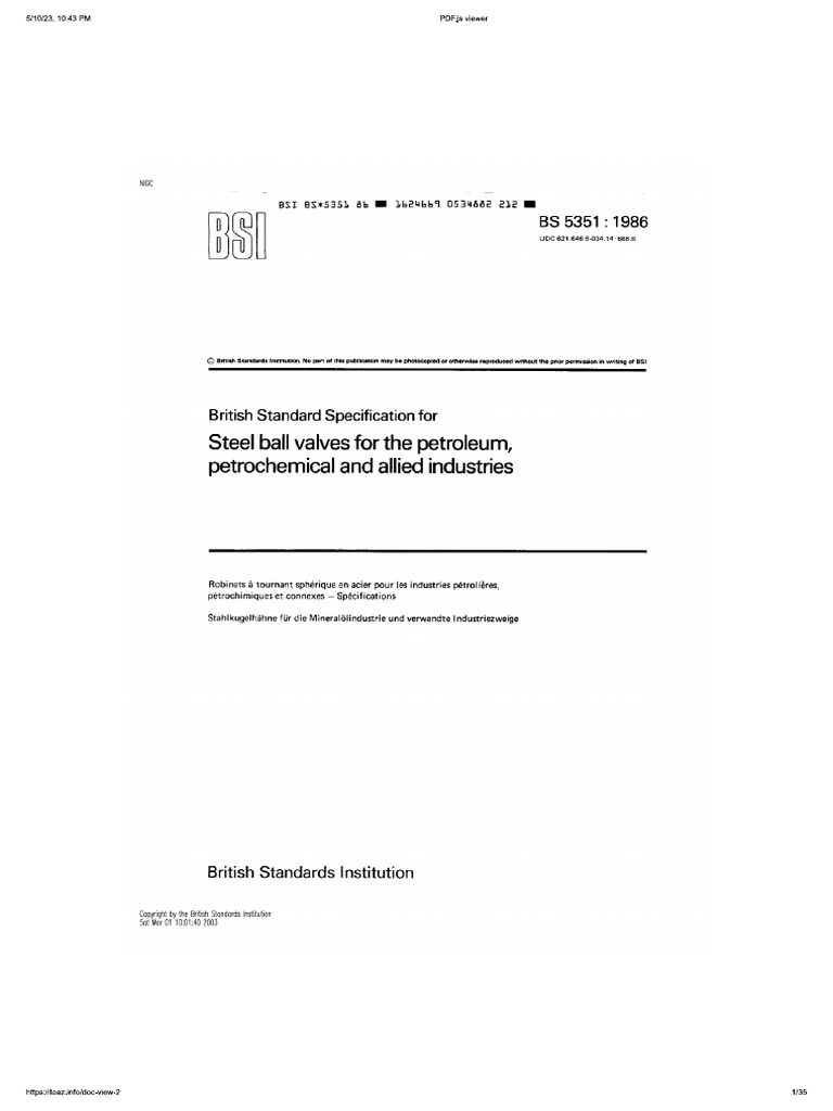 Ball Valve DESIGN STANDARD BS - 5351.pdf - TOAZ - INFO | PDF