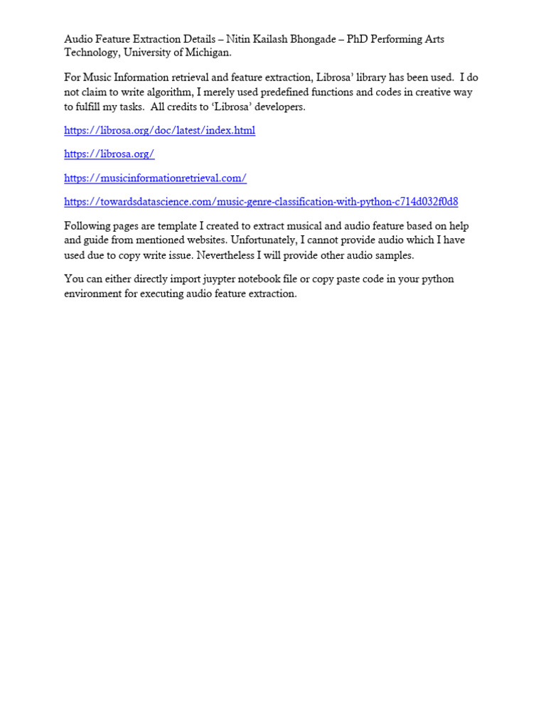 Music Information Retrival Work | PDF | Python (Programming Language ...