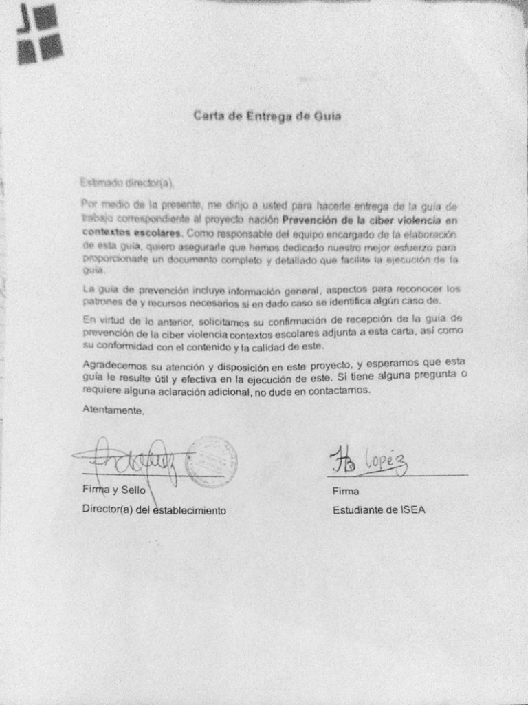 Carta de Guia de Entrega. | PDF