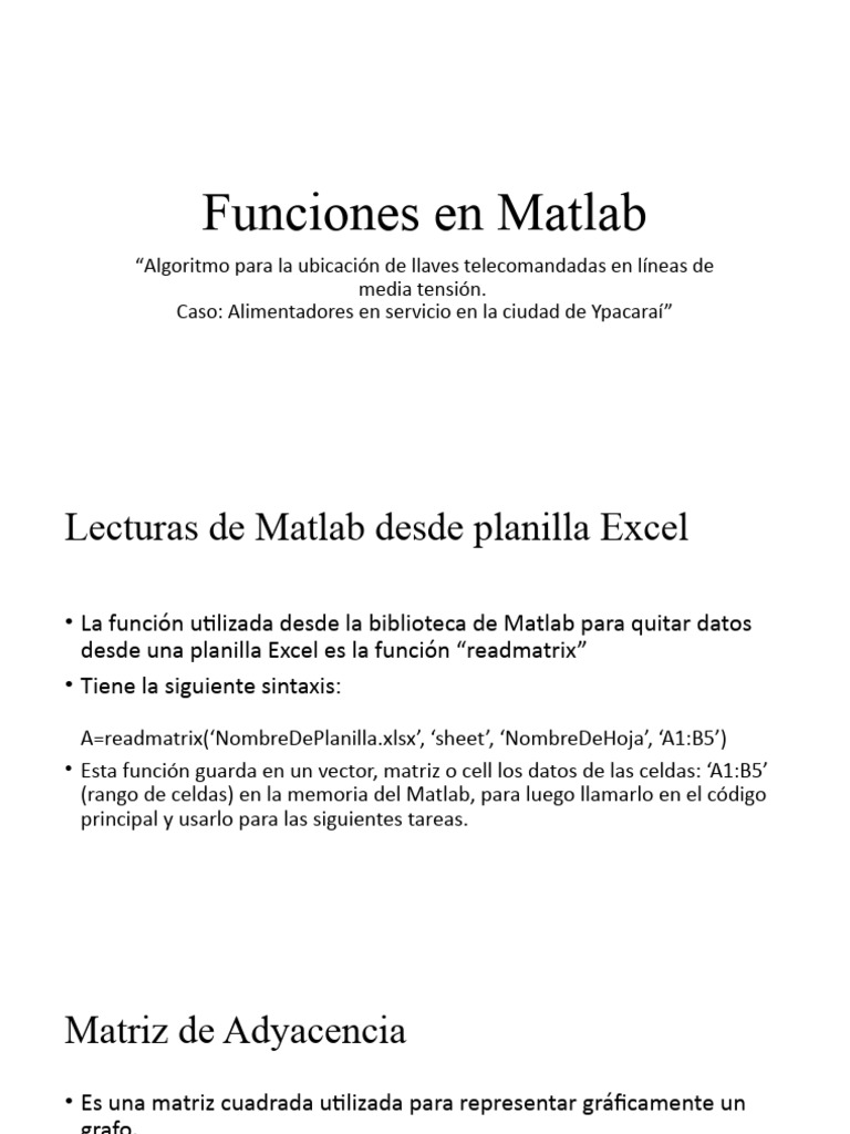 Funciones en Matlab | PDF | Matriz (Matemáticas) | Matemáticas Aplicadas
