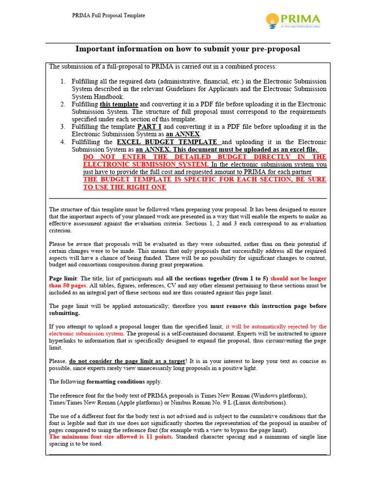 PRIMA-Full-Proposal-Template-PART-II | PDF | Open Access | Innovation