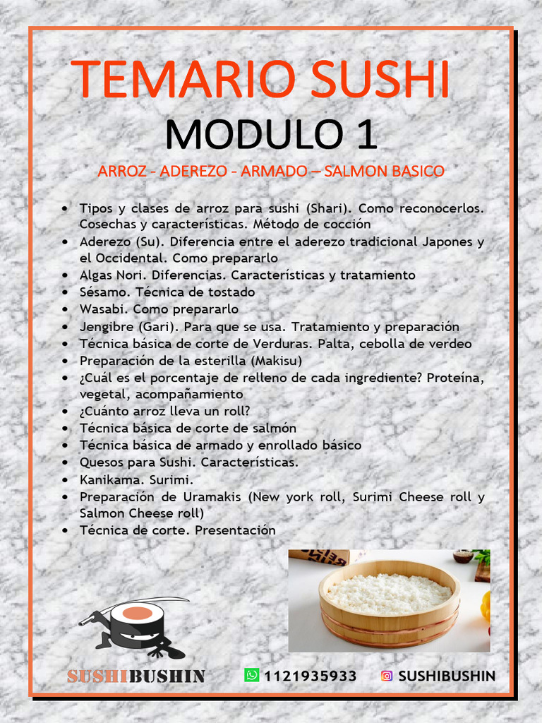 Temario Sushi Modulo 1 06 - 2023 | PDF