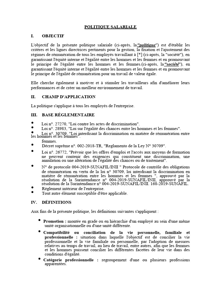Politique Salariale et Équité Rémunératoire | PDF | Business | Salaires