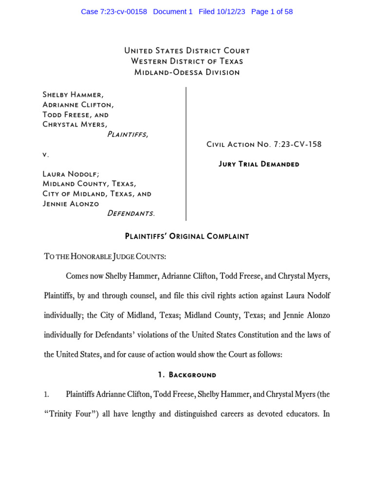 Trinity Lawsuit | PDF | Complaint | Lawsuit