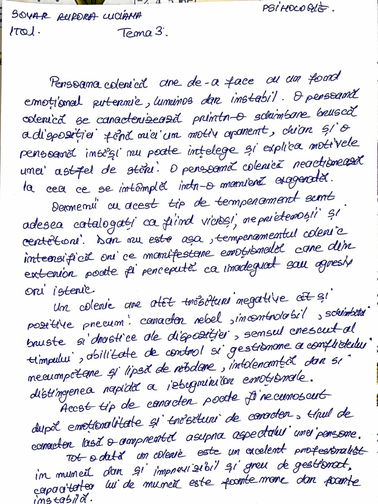 Tema 3 Psihologie | PDF