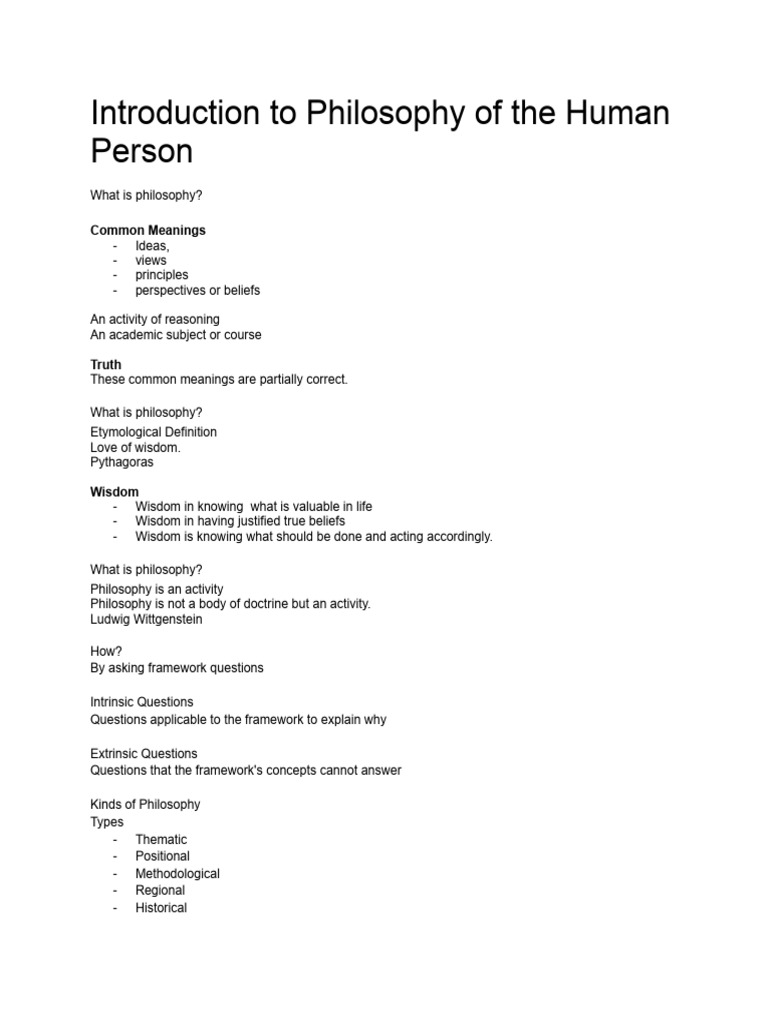 Introduction To Philosophy of The Human Person | PDF | Truth | Reason